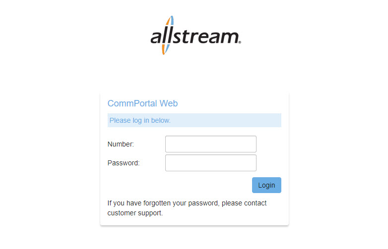 CommPortal – User Login | Allstream Support Center